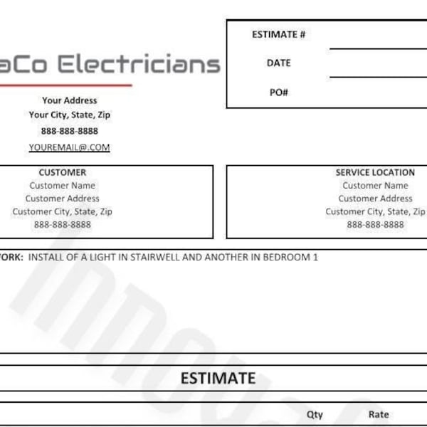Electrical Bid Template - Etsy