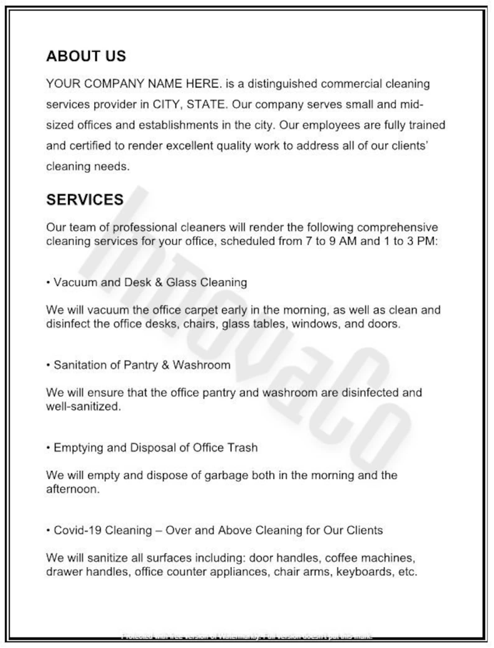 Cleaning Proposal Template, Cleaning Business Proposal Template ...