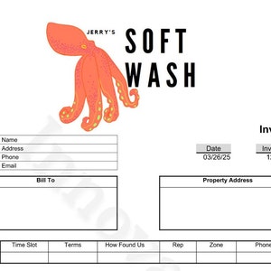 Soft Wash Invoice Template, Power Washing Invoice, Pressure Washing ...