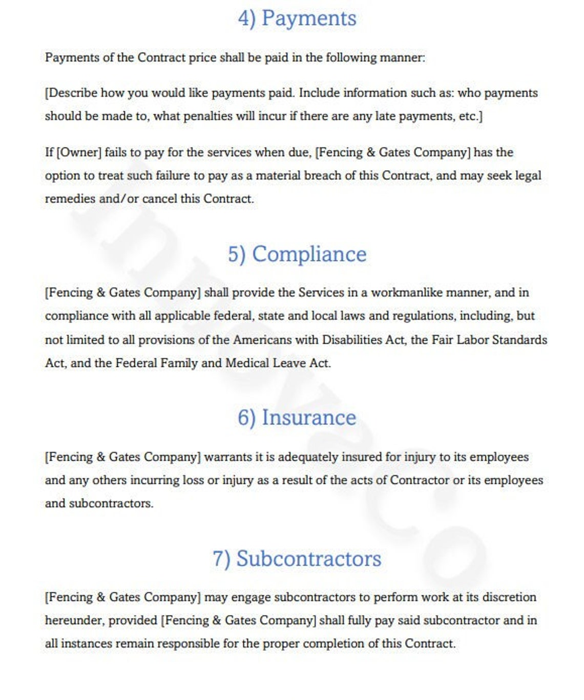 Fencing Contract, Fencing Contract Template, Fencing and Gates Install ...