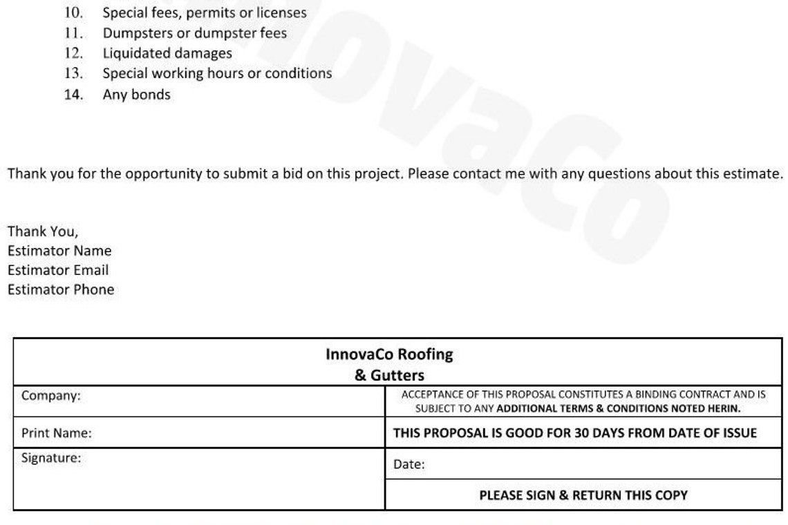 Roofing Proposal Template, Roofing Quote, Gutter Quote, Residential ...
