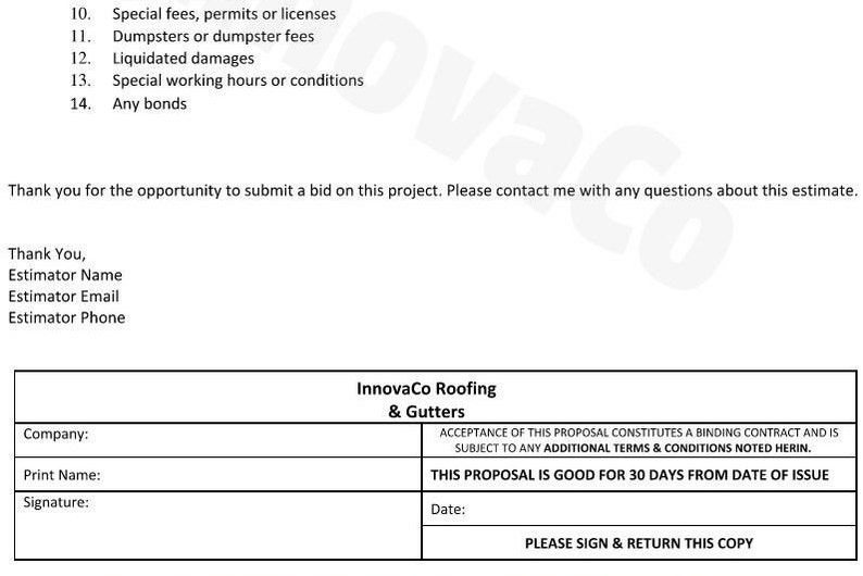Roofing Proposal Template, Roofing Quote, Gutter Quote, Residential ...