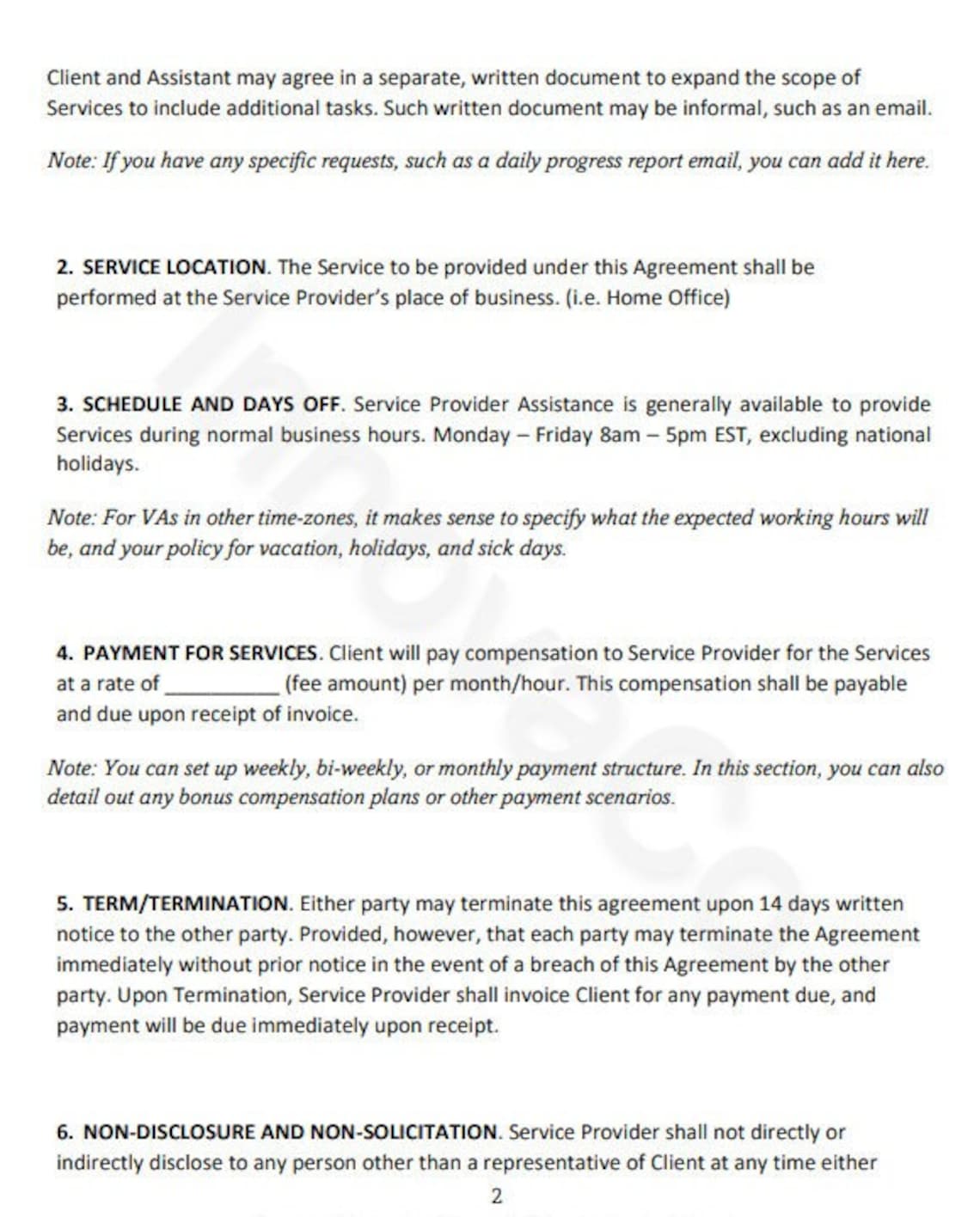 Virtual Assistant Contract, VA Contract Template, Virtual Assistant, VA ...