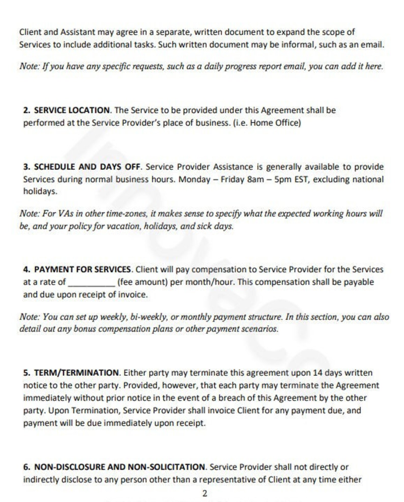 Virtual Assistant Contract, VA Contract Template, Virtual Assistant, VA ...