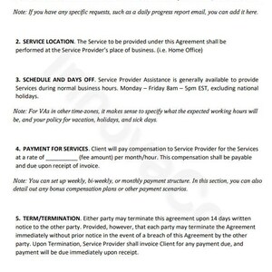 Virtual Assistant Contract, VA Contract Template, Virtual Assistant, VA ...