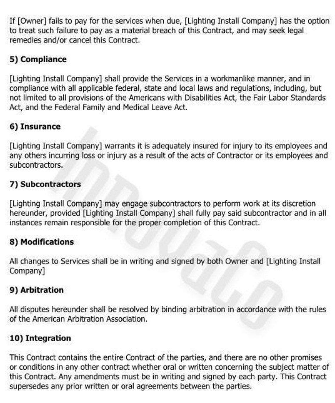 Christmas Light Installation Contract Template, Lighting Install ...