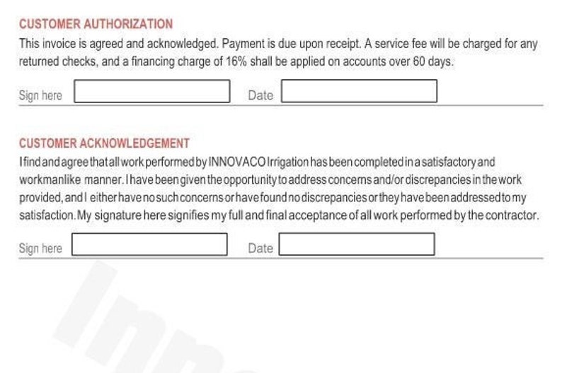 Irrigation Quote, Irrigation Invoice, Sprinkler Service Quote ...