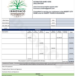 Tree Service Quote, Arborist Estimate, Tree Trimming, Tree Removal ...