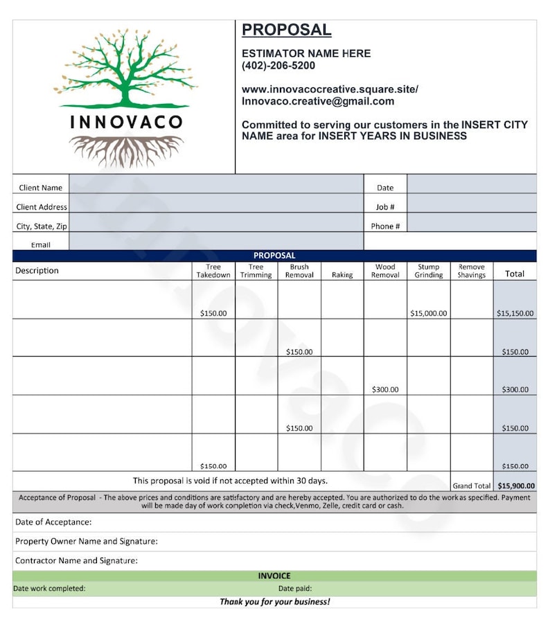 Tree Service Quote, Arborist Estimate, Tree Trimming, Tree Removal ...