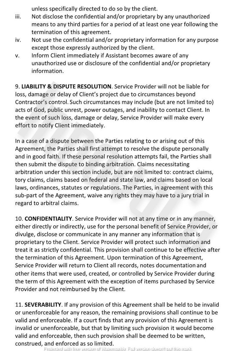 Printable Virtual Assistant Contract Template - Printable Templates Printable Virtual Assistant Contract Template - Printable Templates