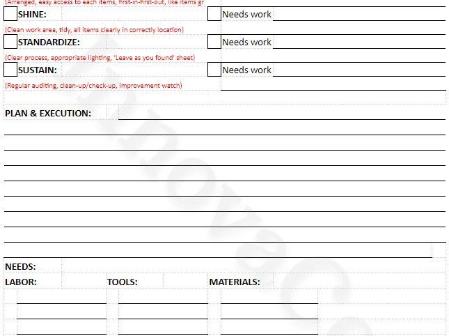 5S Checklist, 5S, LEAN Six Sigma, Checklist, Workplace Organization ... 5S Checklist, 5S, LEAN Six Sigma, Checklist, Workplace Organization ...