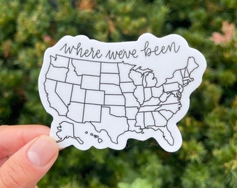 Where I've Been Map Vinyl Sticker | United States USA Waterproof Decal ...