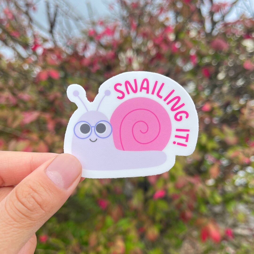 Snailing It Sticker | Pastel Pink Purple Pun Decal | Snail Take Your ...
