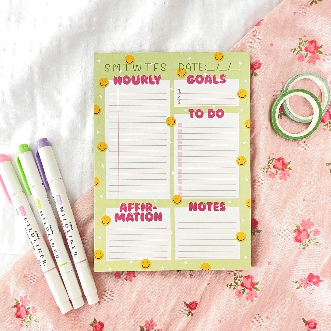 Happy Days Daily Life Planner Notepad Green Smile Stars to - Etsy