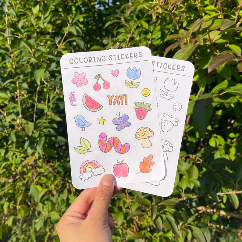Nature Sticker Sheet | DIY Coloring Animal Fruit Flowers | Color Your ...
