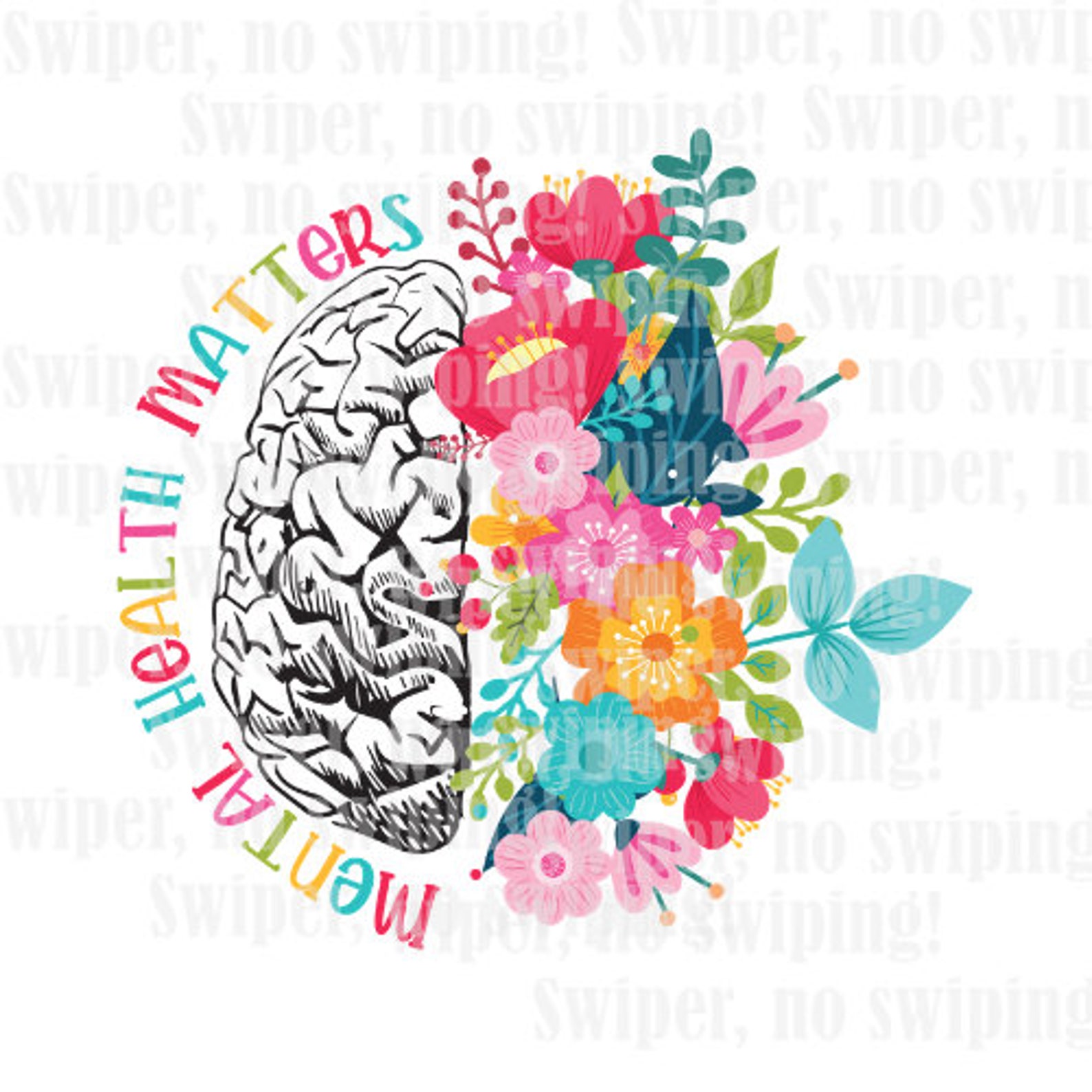 Mental Health Matters Bouquet Brain Sublimation Print Etsy