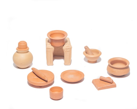 Terracotta Journey Natural Earthen Clay Kitchen Set and Miniature ...