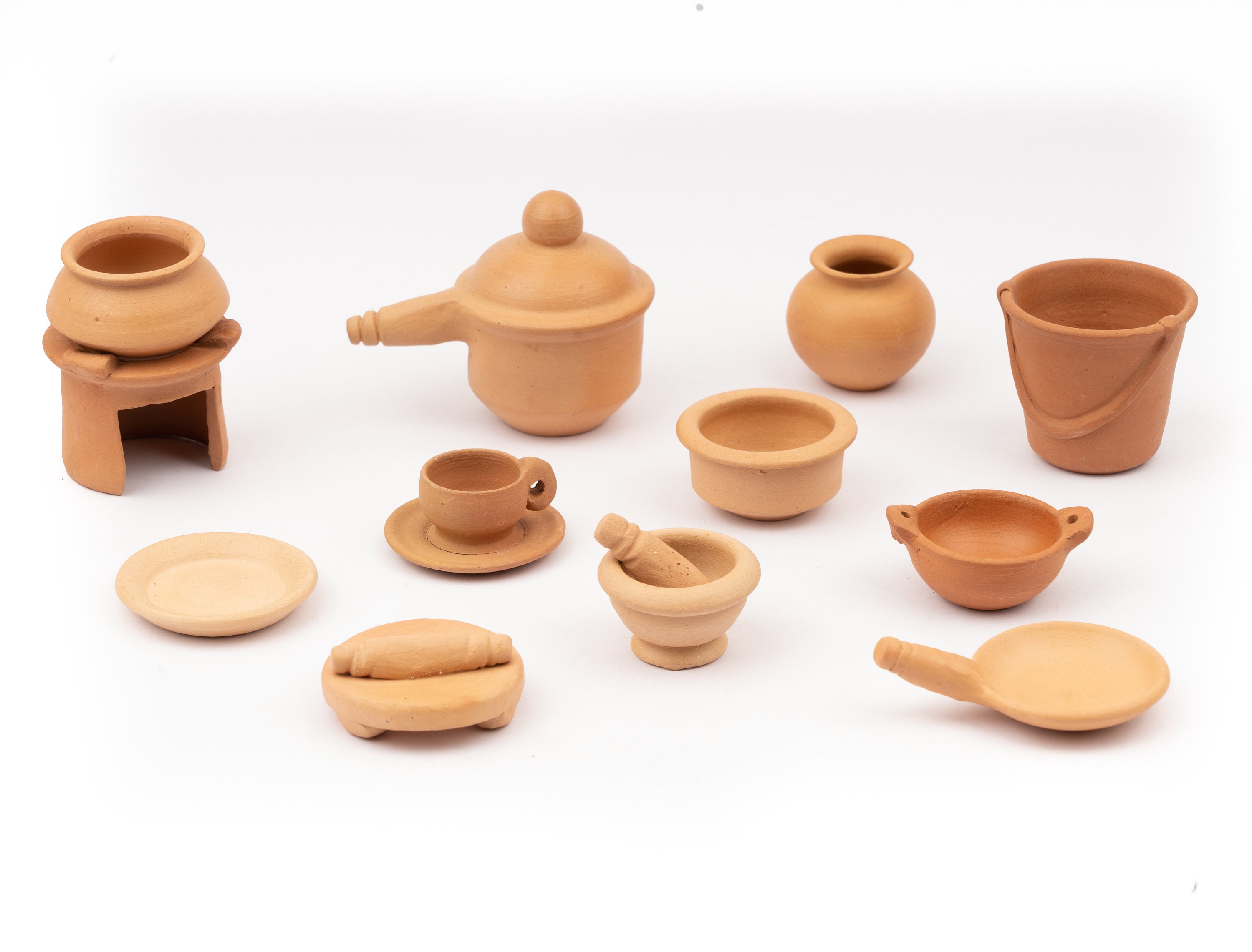 Terracotta Journey Natural Earthen Clay Kitchen Set and Miniature ...