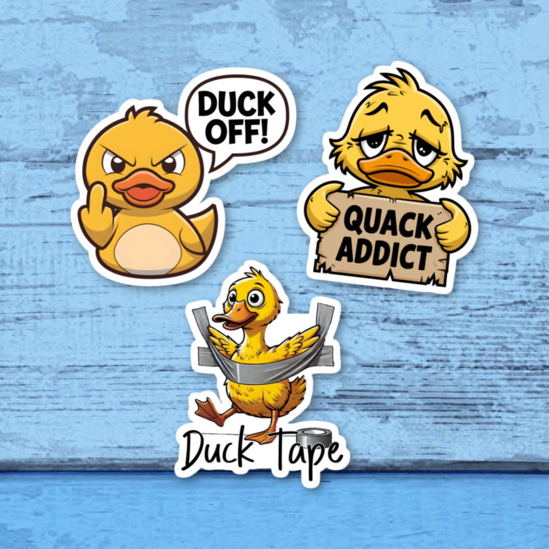 Set of 3 Duck Vinyl Stickers Duck Stickers Pack Funny Duck Pun Laptop ...