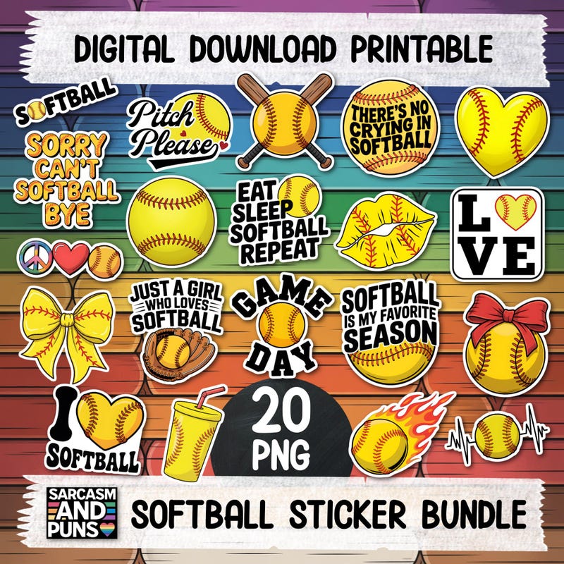 Funny Softball Stickers - Etsy