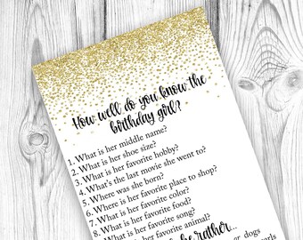 How Well Do You Know the Birthday Girl Game Birthday Party | Etsy