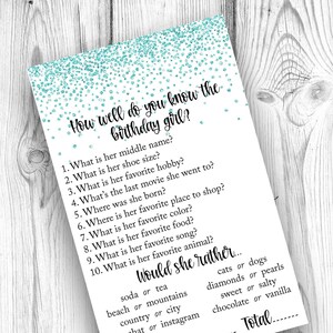 How Well Do You Know the Birthday Girl Game, Birthday Party Game, Who ...