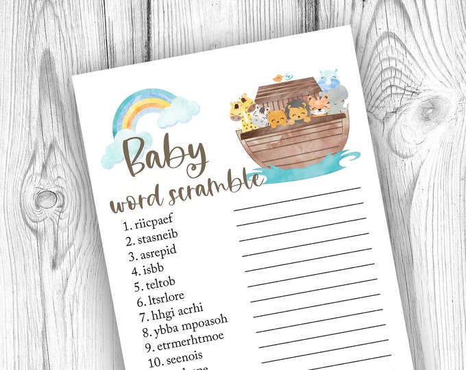 Baby Word Scramble Noah's Ark Baby Word Scramble - Etsy