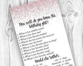 How Well Do You Know the Birthday Girl Game Birthday Party | Etsy