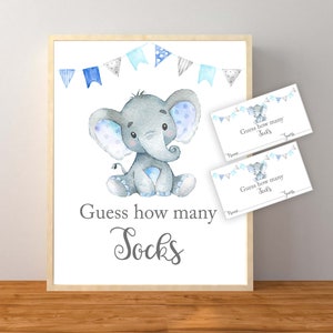 Guess How Many Socks, Socks Baby Shower Game, Elephant Game, Elephant ...