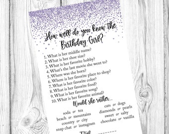 How Well Do You Know the Birthday Girl Game Birthday Party | Etsy