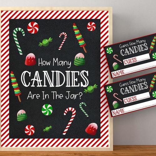 Christmas Candy Guessing Game Printable How Many Candies Are - Etsy