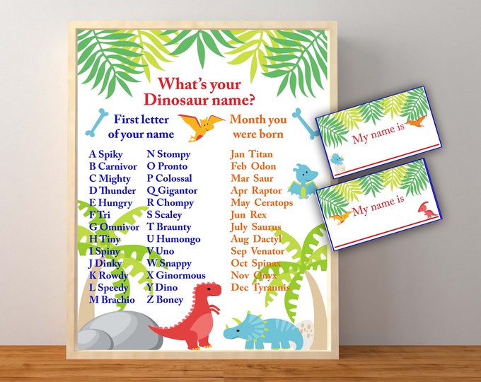 What's Your Dinosaur Name Printable, Dinosaur Name, Dinosaur Birthday ...
