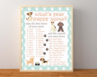 What's Your Puppy Name Game, Puppy Name Game Printable, Puppy Party ...
