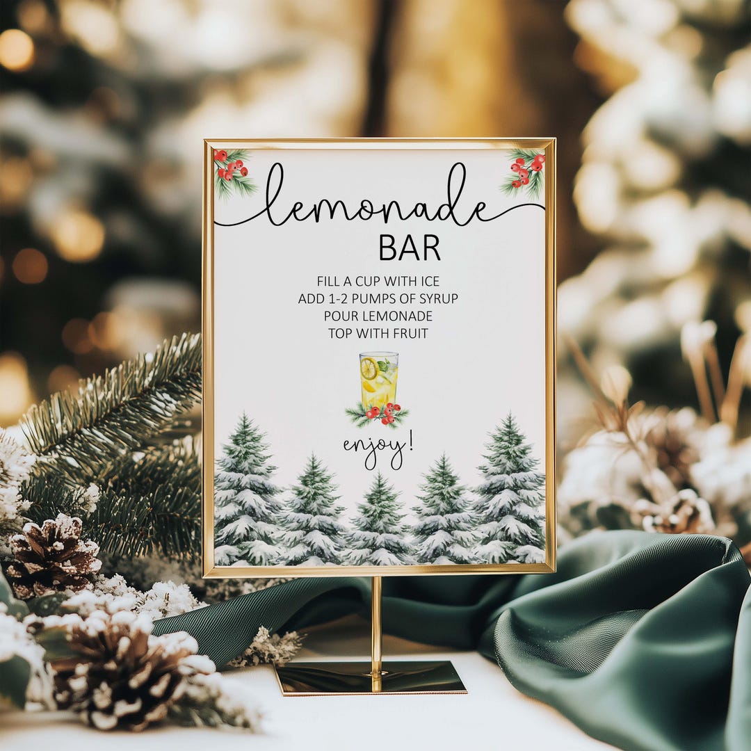 Christmas Lemonade Bar Sign, Holiday Party Drink Station Decorations ...