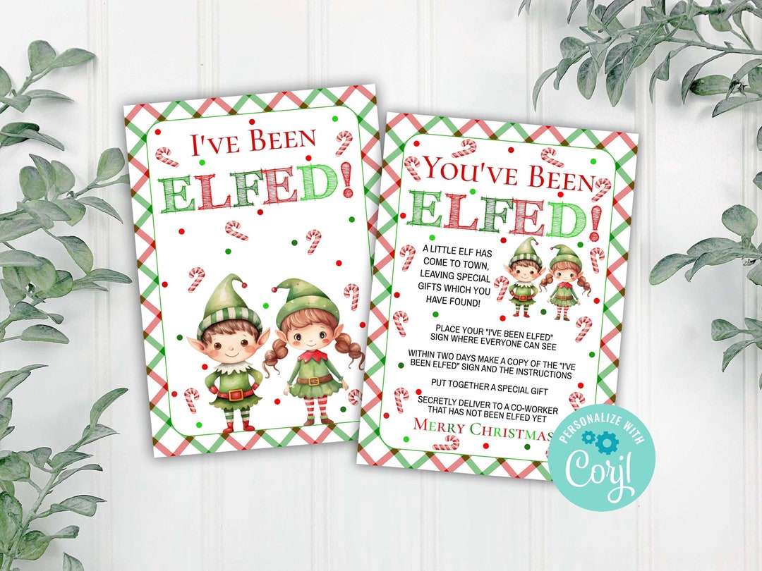 Editable Christmas Coworker You've Been Elfed Sign and Instructions, I ...