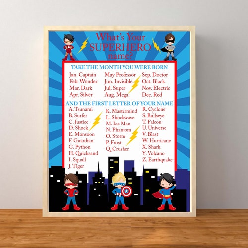What's Your Superhero Name Printable Instant Download - Etsy