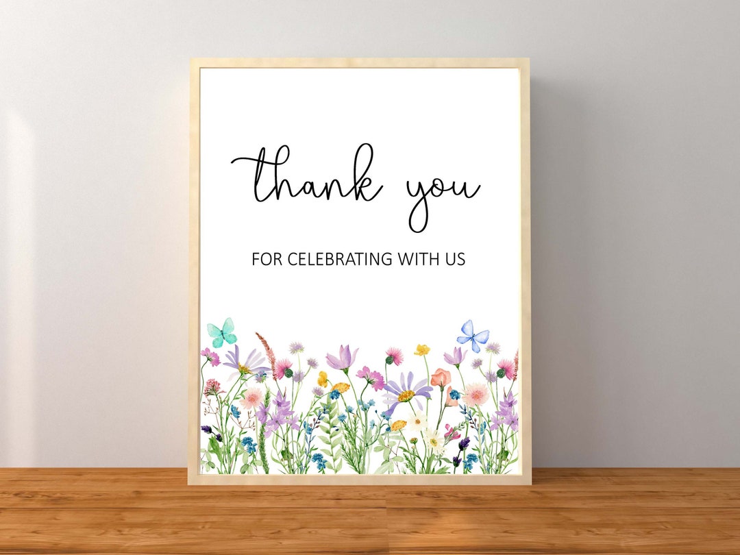 Wildflower Thank You Favor Sign, Bridal Shower Favors, Floral Baby ...