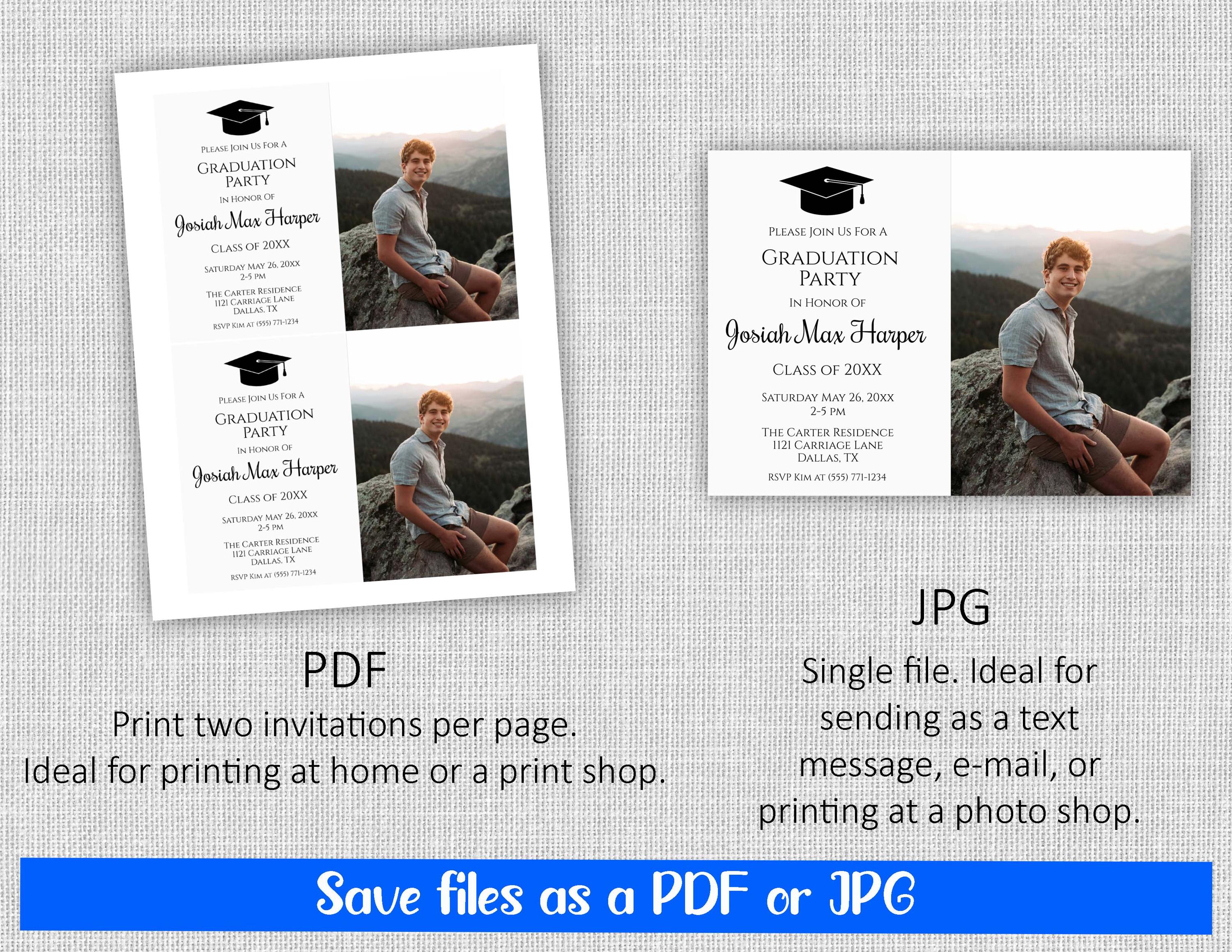 Editable Graduation Party Invitation With Photo, Graduation Open House ...