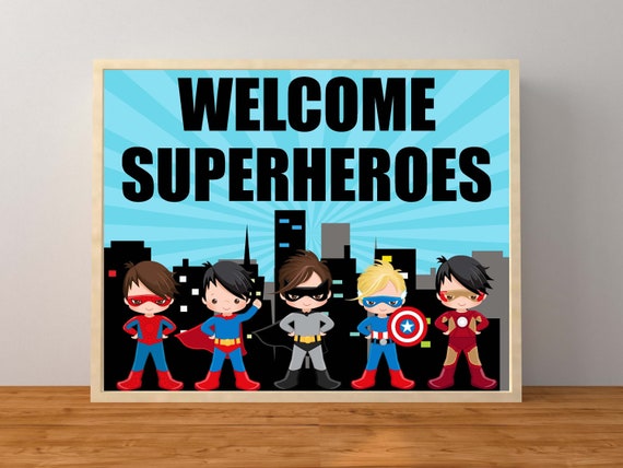 Superhero Party Welcome Superheroes Sign Superhero - Etsy