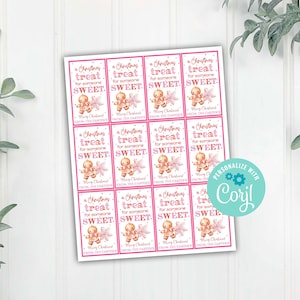 Editable Christmas Treat for Someone Sweet Gift Tag, Pink Cookie ...