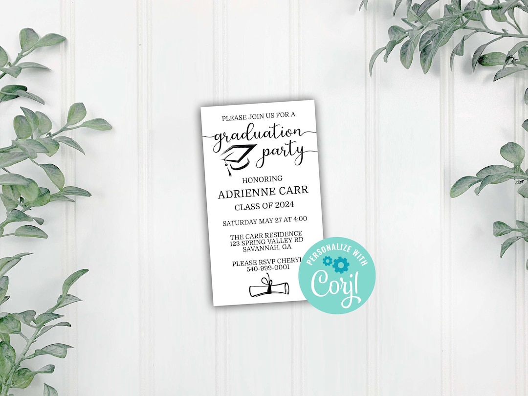 Graduation Party Card Insert, Editable Graduation Party Information ...