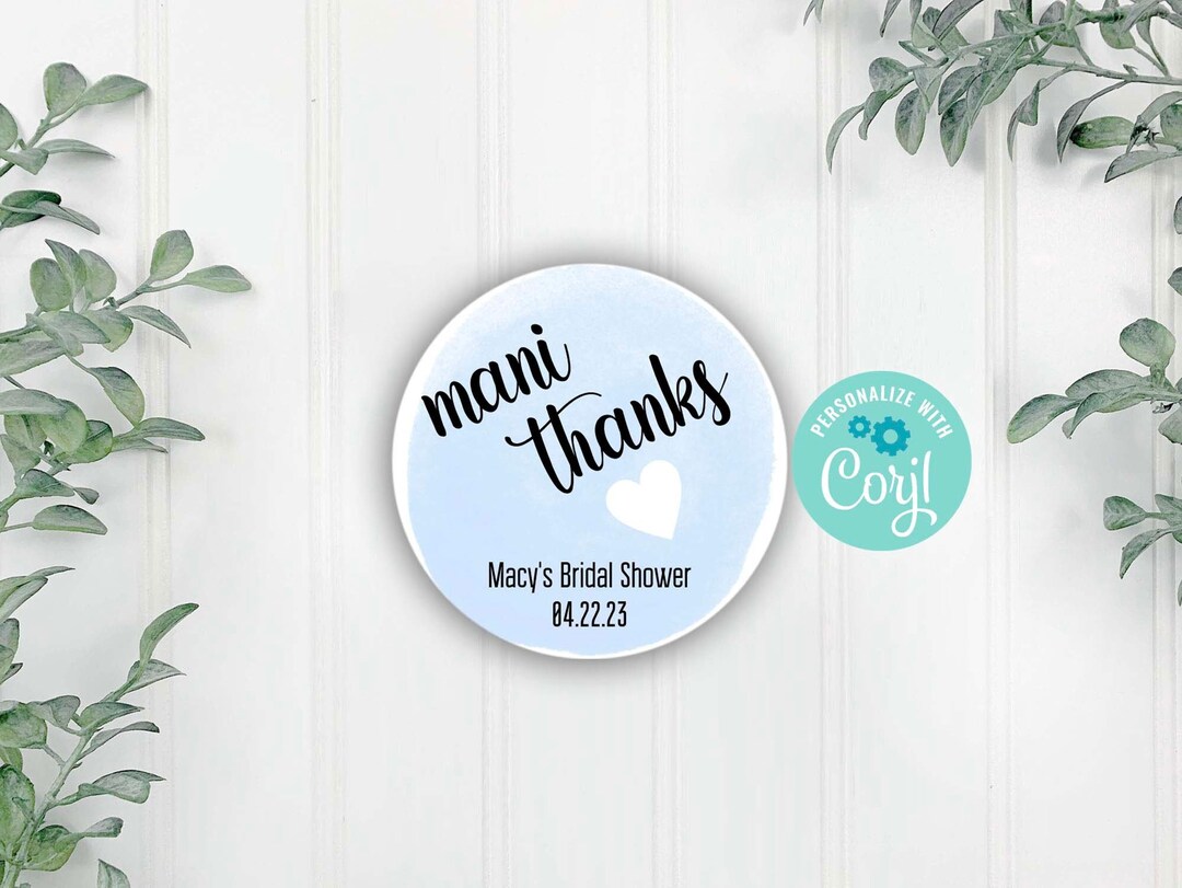 Mani Thanks Bridal Shower Favor Tags, Editable Favor Tags, Corjl ...