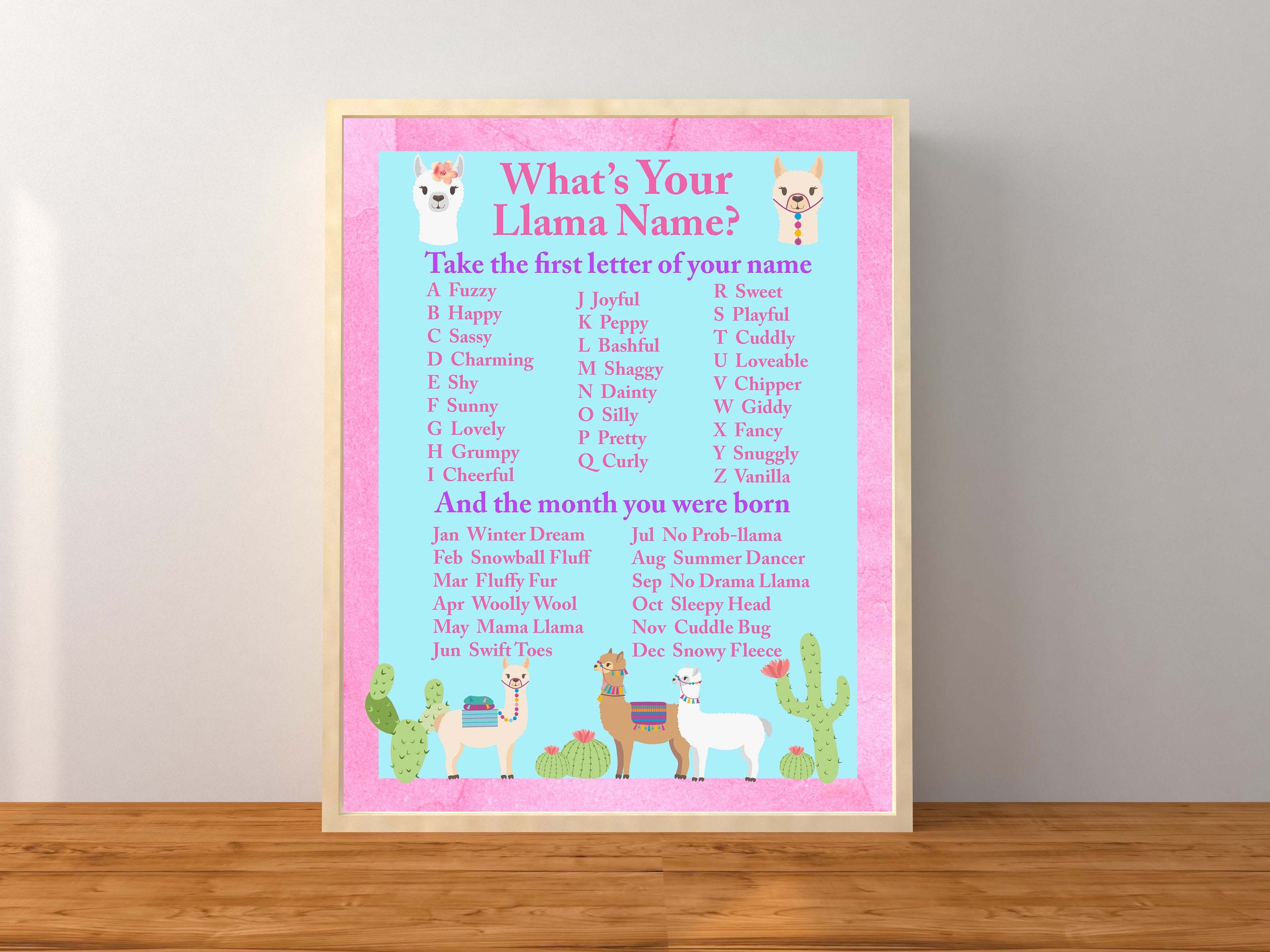 Llama Party Llama Name Game What's Your Llama Name | Etsy