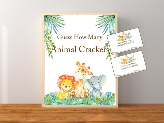 Safari Guess How Many Animal Crackers Safari Baby Shower | Etsy