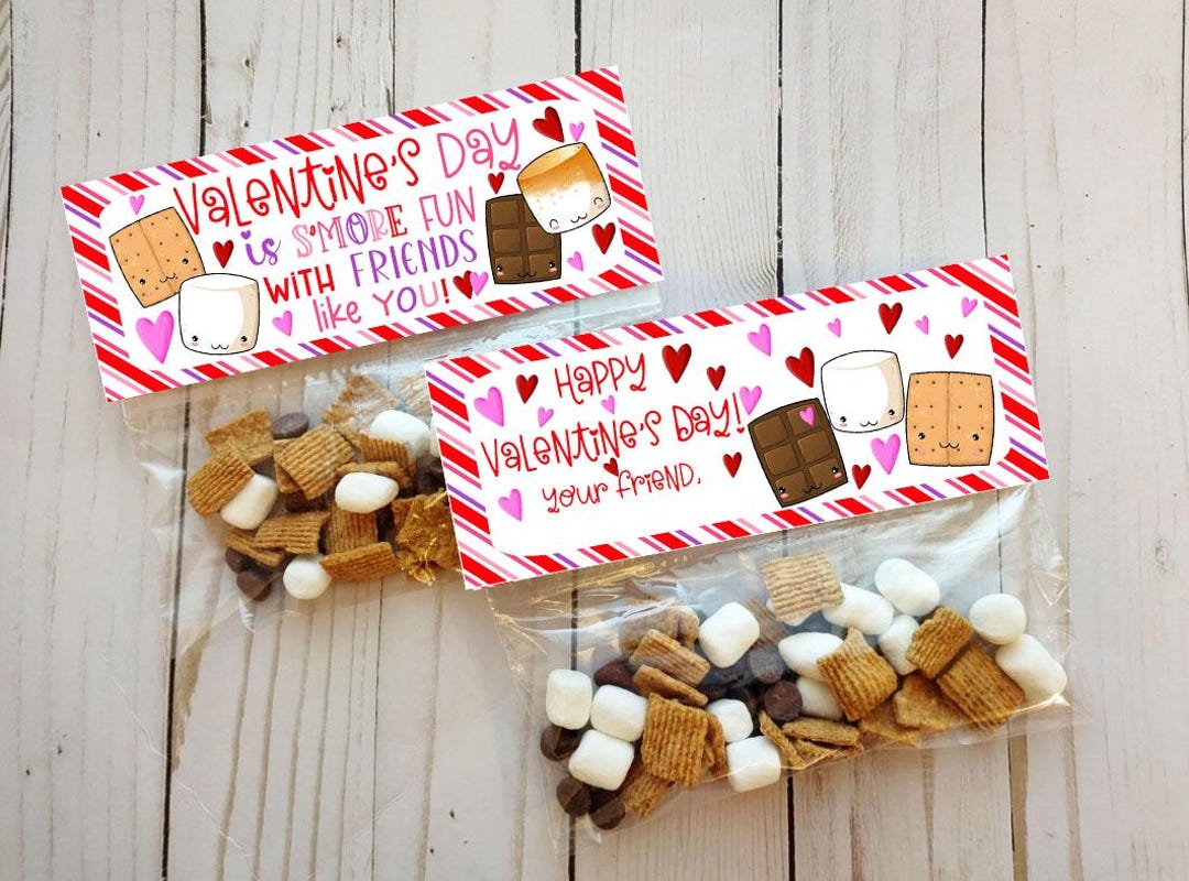 Valentine's Day S'more's Bag Treat Toppers, Valentine's is S'more Fun ...