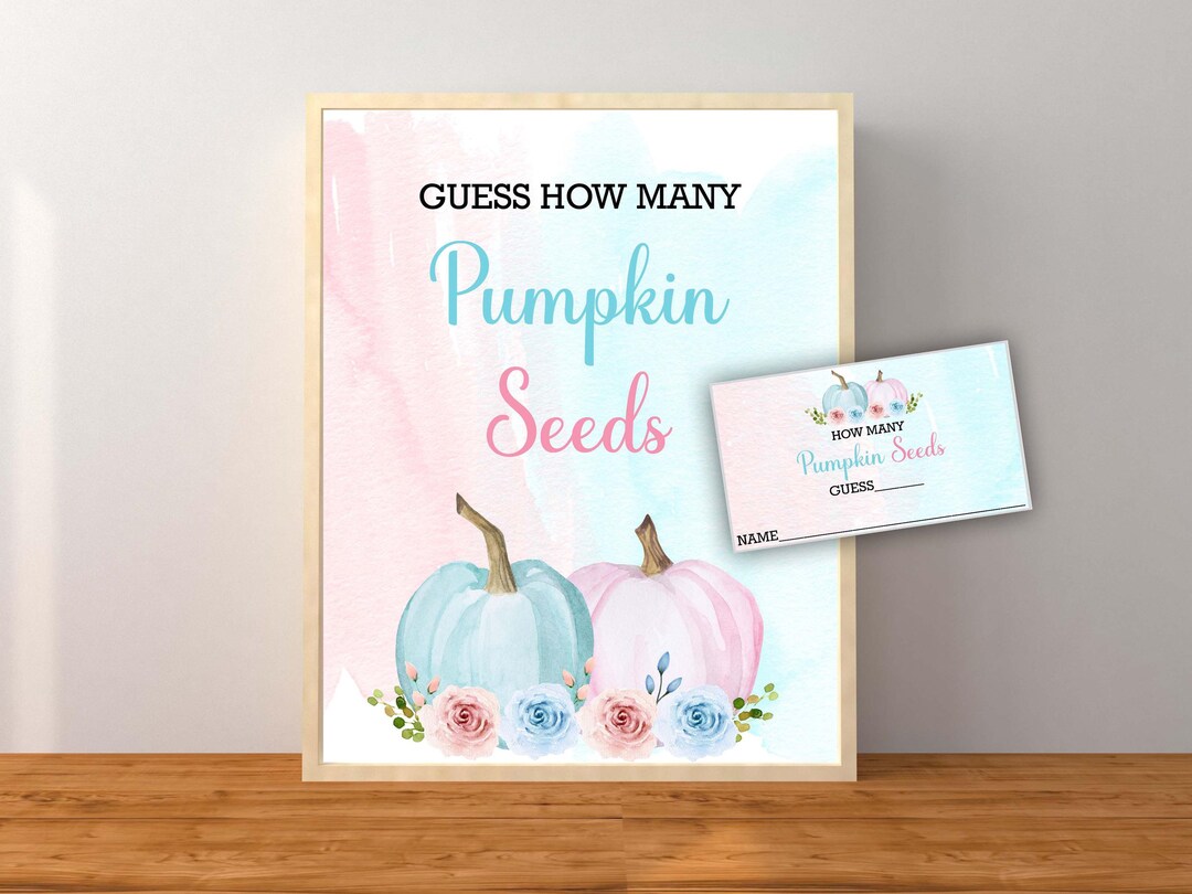 Gender Reveal Guess How Many Pumpkin Seeds Game, Pink and Blue ...