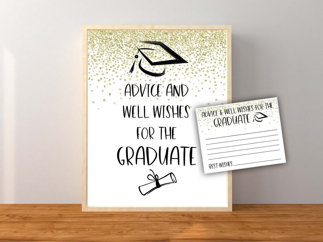 Advice and Well Wishes for the Graduate, Graduation Party, Gold and ...