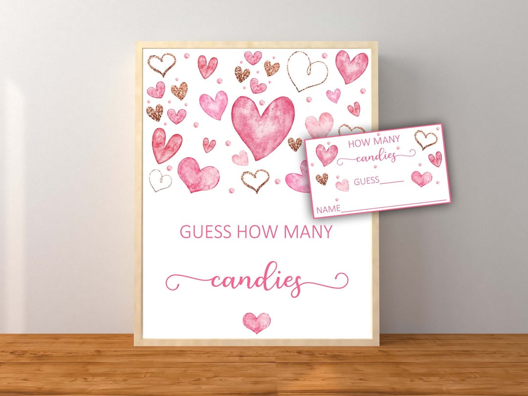 Heart Guess How Many Candies Game, Valentine's Day Candy Guessing Game ...