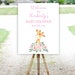 Giraffe Baby Shower Sign, Girl Giraffe Welcome Sign, Pink Floral ...