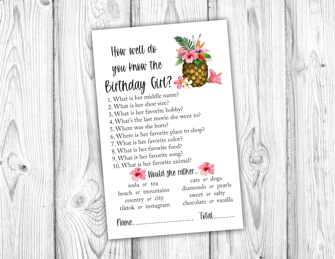 How Well Do You Know the Birthday Girl Game, Tropical Birthday Party ...